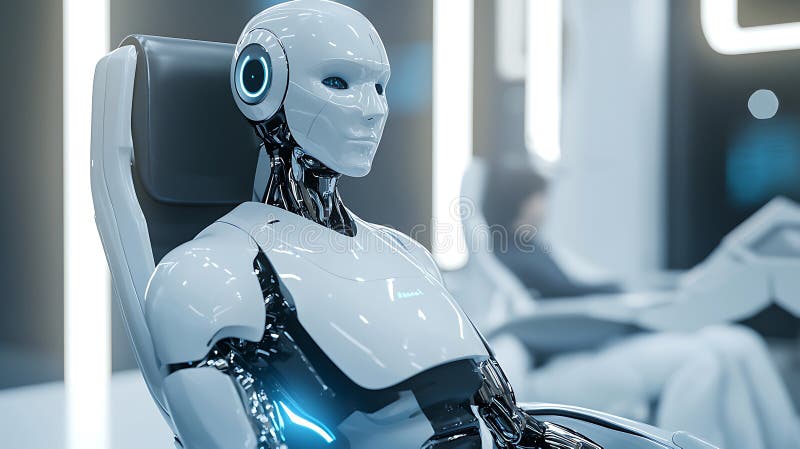 Humanoid Robot Sitting in a Futuristic Chair Stock Image - Image of ...