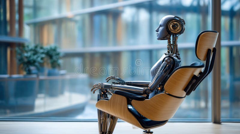Artificial Intelligence Humanoid Robot Sitting Chair Stock Photos ...