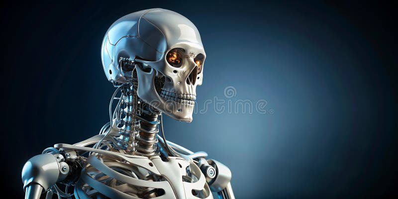 A Humanoid Robot Skeleton Looking Sidewise AI Generative Stock ...