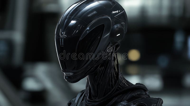 Humanoid Robot with Sleek Black Armor in a High-tech Environment. Stock ... Humanoid Robot with Sleek Black Armor in a High-tech Environment. Stock ...