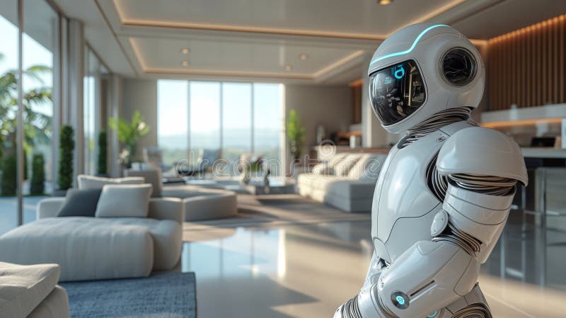A Humanoid Robot in a Sleek Home Interior. Modern Design Aesthetics ...