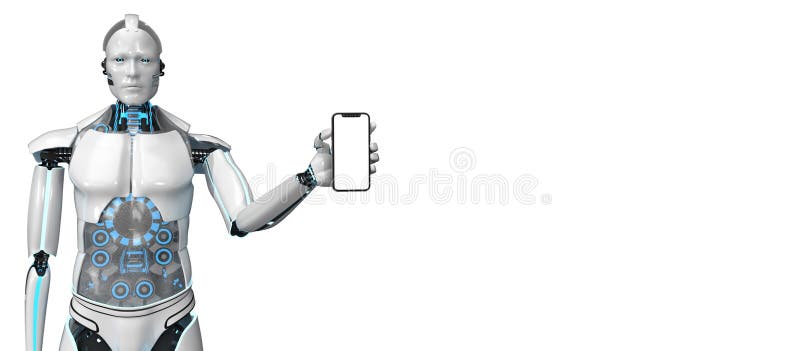 Humanoid Robot Smartphone stock illustration. Illustration of ...