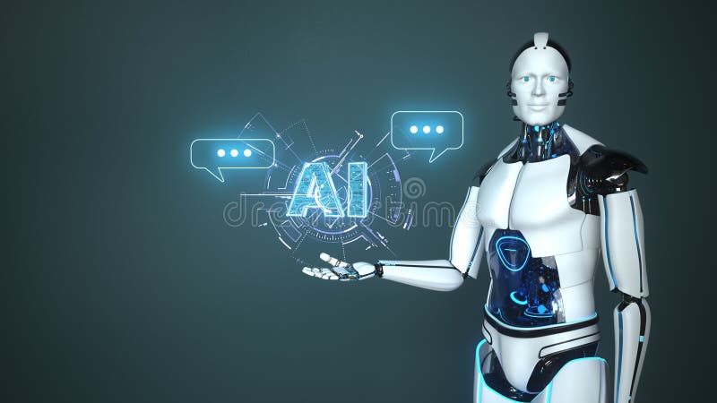 Humanoid Robot Chat AI HUD stock illustration. Illustration of learning ...