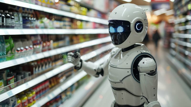 Humanoid Robot Sprinting through a Futuristic Tunnel. High-tech AI in ...