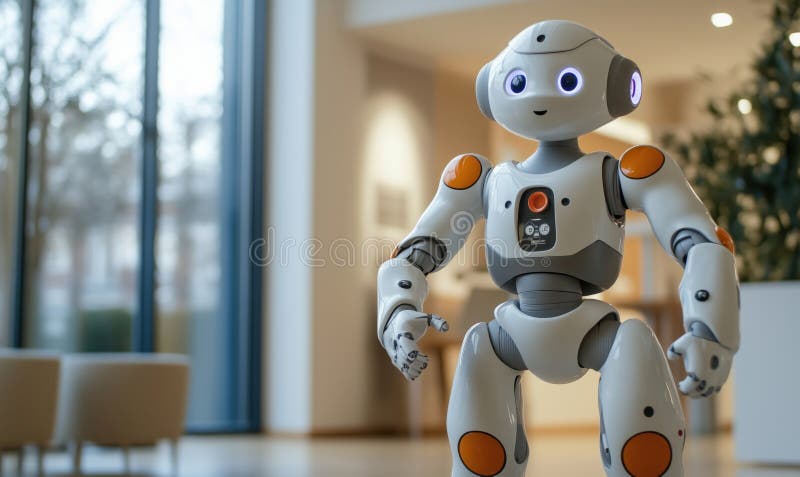 Humanoid Robot Standing in Modern Interior Space Showcasing Advanced ...
