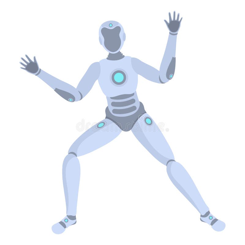 Humanoid Robot Standing on White Stock Illustration - Illustration of ...