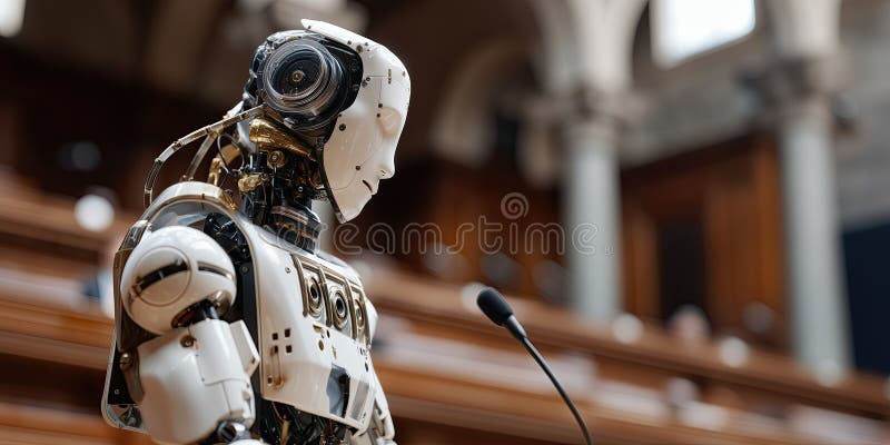 Humanoid Robot Stands in Courtroom Delivering Testimony, Showcasing ...