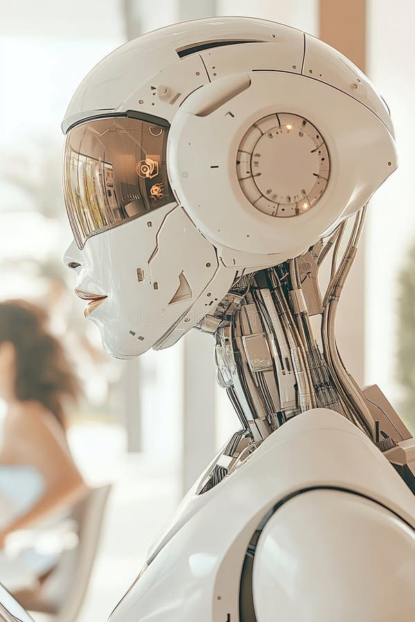 A Humanoid Robot Stands in an Open Workspace, Showcasing Intricate ...