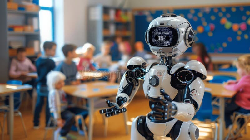 Humanoid Robot Teaching Children in a Classroom. Innovative AI ...