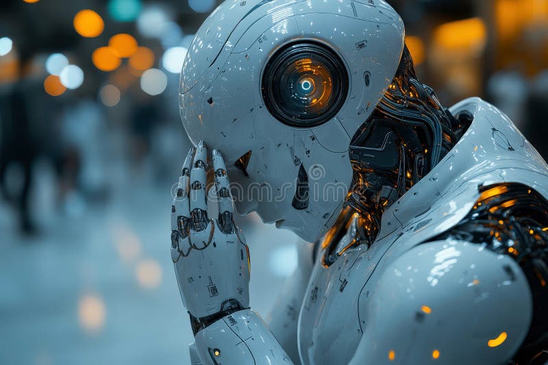 Humanoid Robot Thinking Against a Isolated Background with Copy Space ...