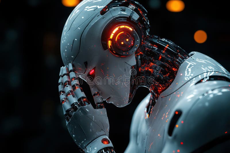 Humanoid Robot Thinking Against a Isolated Background with Copy Space ...