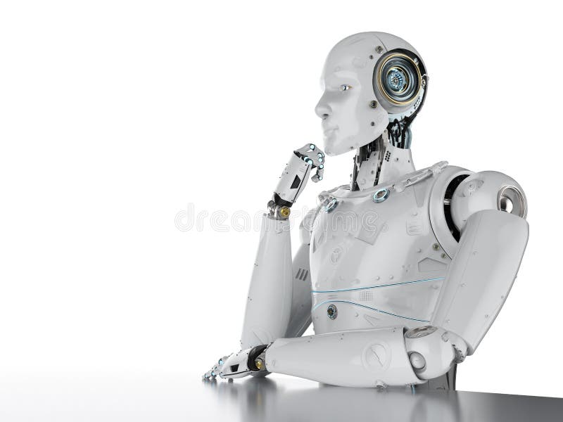 Humanoid robot thinking stock illustration. Illustration of humanoid ...