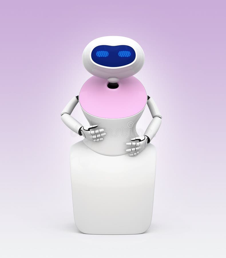 Humanoid Robot with Touch Screen Stock Illustration - Illustration of ...