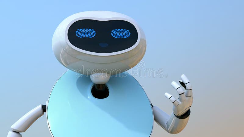 Humanoid Robot Giving a Presentation in an Office Setting, Standing in ...