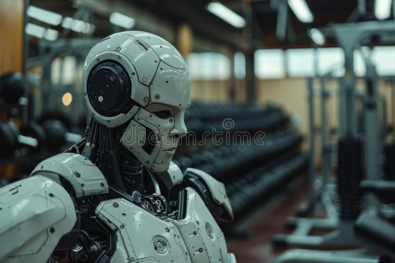 Humanoid Robot Training in the Gym, Artificial Intelligence Concept ...