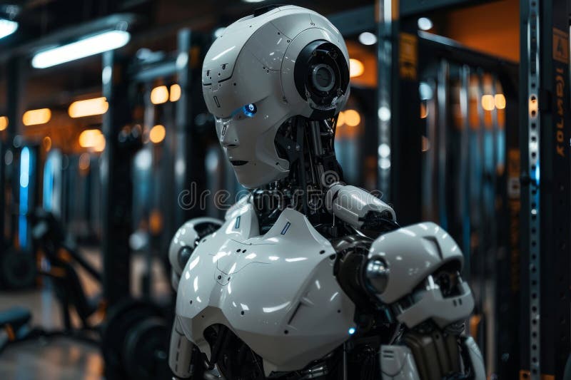 Humanoid Robot Training in the Gym, Artificial Intelligence Concept ...