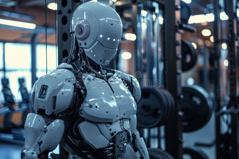 Humanoid Robot Training in the Gym, Artificial Intelligence Concept ...
