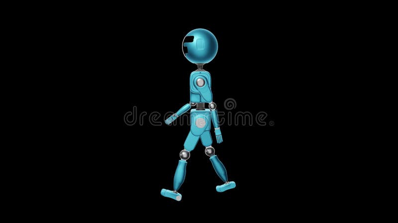 A Humanoid Walking Robot. Looped 2D Animation. Alpha Channel. Isolated ...