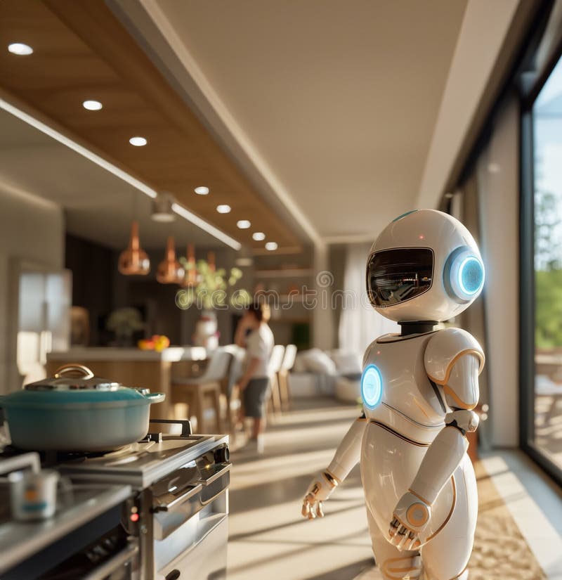 A Humanoid Robot Wearing an Apron As a Human Assistant.generative Ai ...