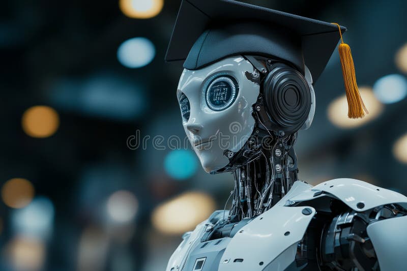 Humanoid Robot Wearing Graduation Cap Symbolizing the Future of ...