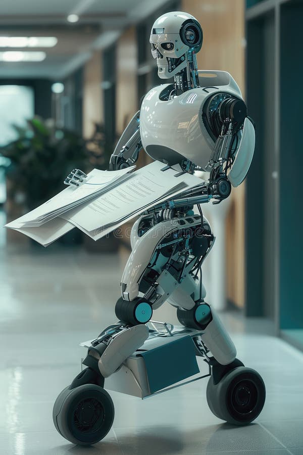 Humanoid Robot on Wheels Carrying and Distributing Documents in an ...