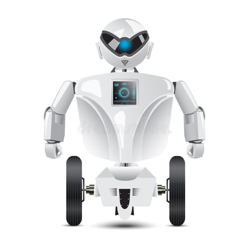 Humanoid robot on wheels stock vector. Illustration of system - 77254146