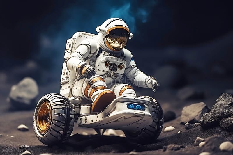 A Humanoid Robot on Wheels Explores the Surface of the Planet Moon ...