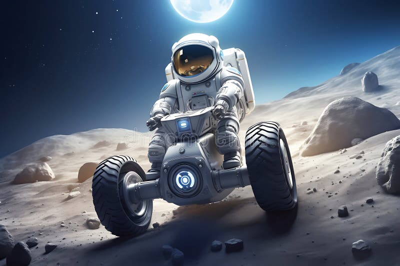 A Humanoid Robot on Wheels Explores the Surface of the Planet Moon ...