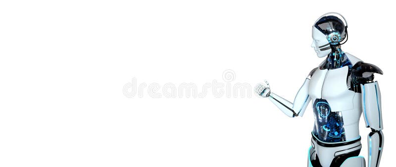 Humanoid Robot White Header Stock Illustration - Illustration of ...