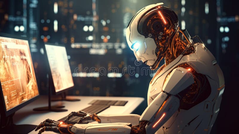 Typing Robot Stock Illustrations – 2,545 Typing Robot Stock ...