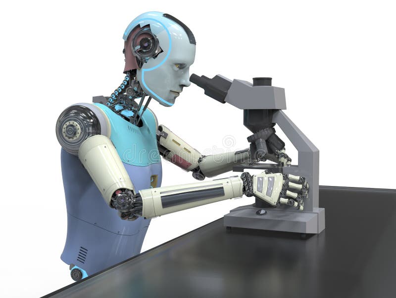 Humanoid Robot Working in a Diagnostic Laboratory Stock Illustration ...
