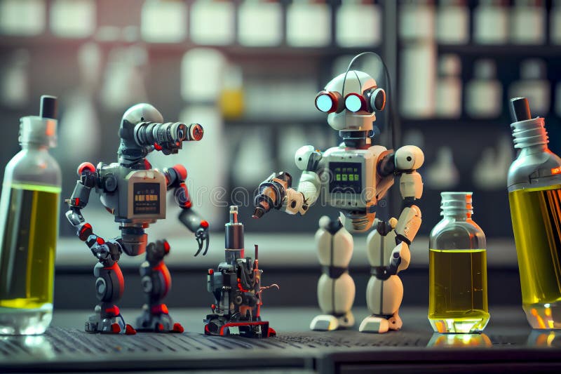 Humanoid Robot Working in Research Laboratory, Conceptual Ai ...