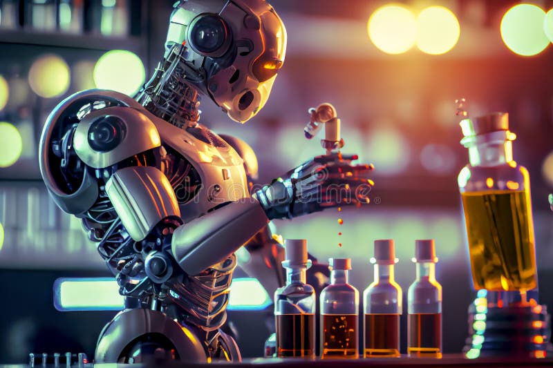 Humanoid Robot Working in Research Laboratory, Conceptual Ai ...