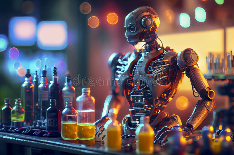 Humanoid Robot Working in Research Laboratory, Conceptual Ai ...