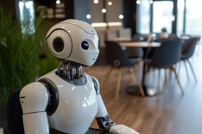 Humanoid Robot in Workplace, Highlighting AI Integration, Technology ...