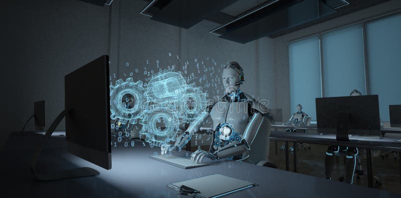 Robot Development Process with Cad Stock Illustration - Illustration of ...