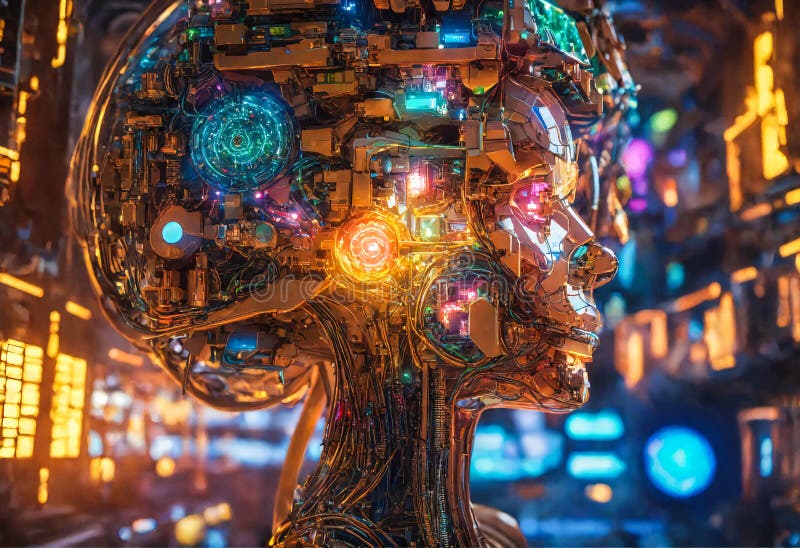 Humanoid Robotic Human with Artificial Intelligence on Big City ...