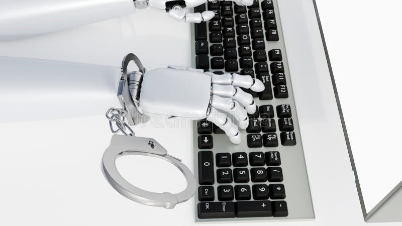 Humanoid Robotic Hands Secured with Cuffs As a Symbol of Digital ...