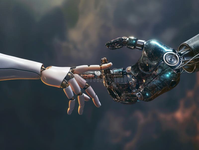 Humanoid Robotic Handshake stock illustration. Illustration of ...
