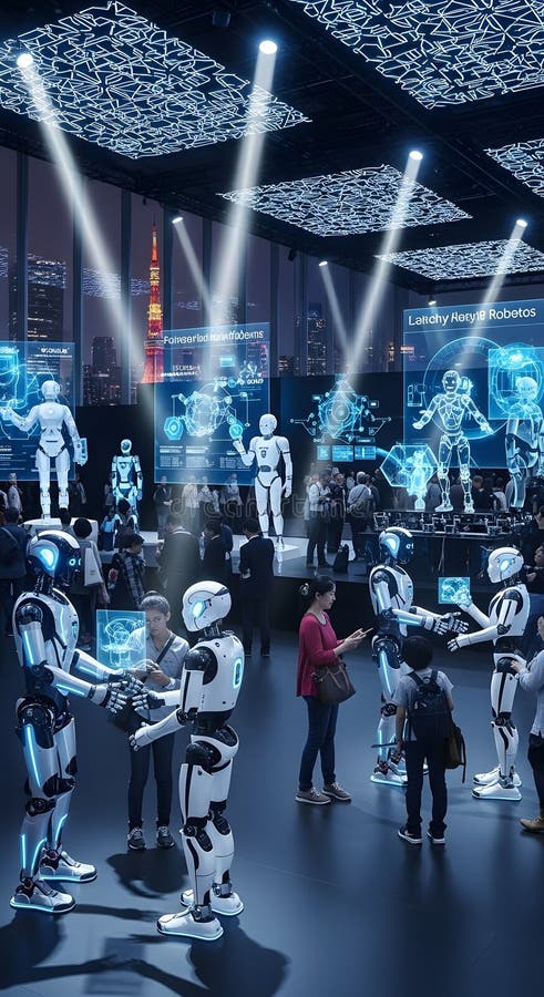Humanoid Robots and AI at Futuristic Tech Exhibition Stock Photo ...
