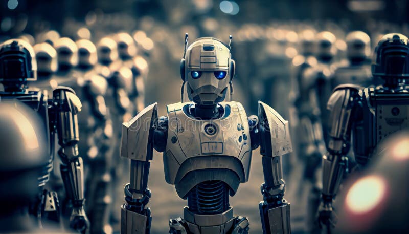 Humanoid Robots. AI Illustration Stock Illustration - Illustration of ...