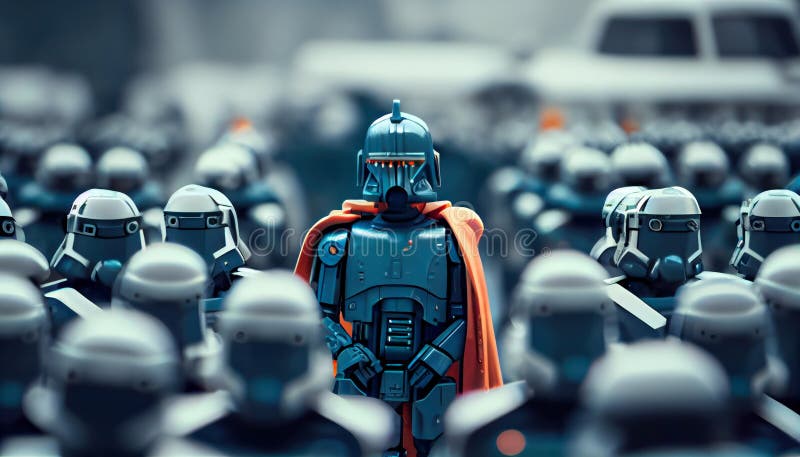 Many Humanoid Robots. Artificial Intelligence Concept. Illustration. Al ...