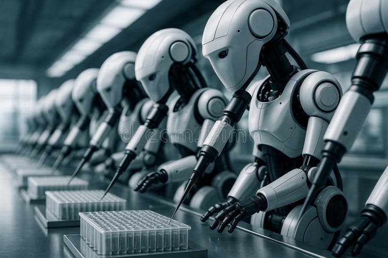 Humanoid Robots Conducting Automated Laboratory Analysis Stock ...