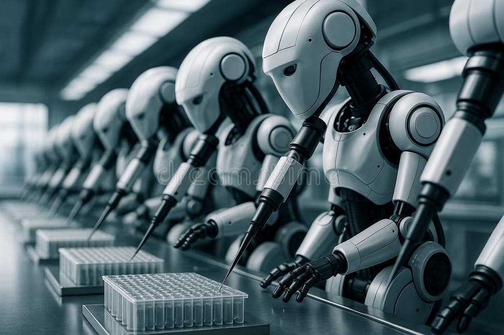 Humanoid Robots Conducting Automated Laboratory Analysis Stock ...