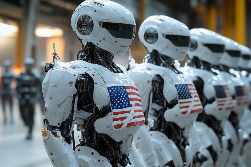 Humanoid Robots Display Advanced Technology and Unity in Futuristic ...