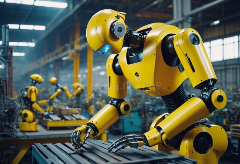 Humanoid Robots Do Their Job in a Factory Assembly Line Stock ... Humanoid Robots Do Their Job in a Factory Assembly Line Stock ...