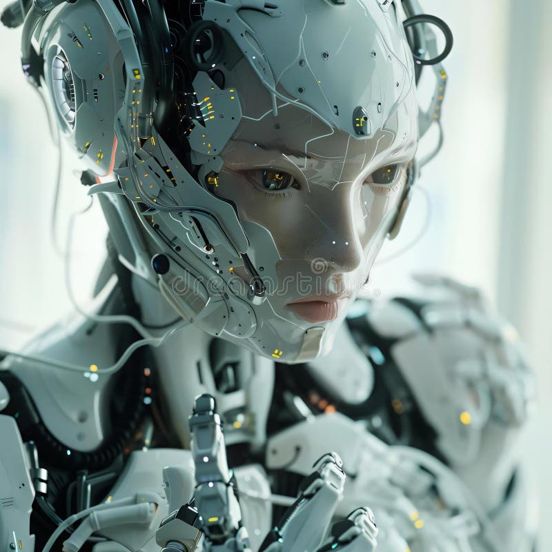 Humanoid Robots Face Features Intricate Mechanical Details Striking ...