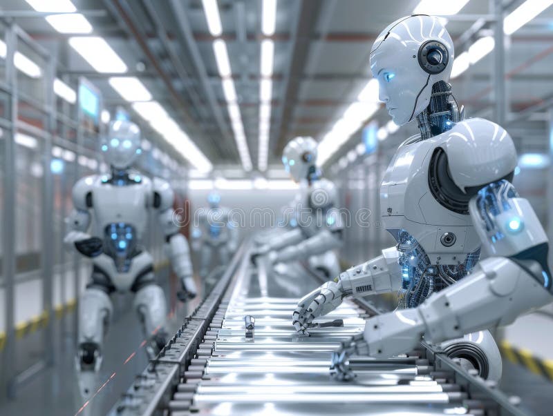 Humanoid Robots in a Modern Factory Production Line Stock Image - Image ... Humanoid Robots in a Modern Factory Production Line Stock Image - Image ...