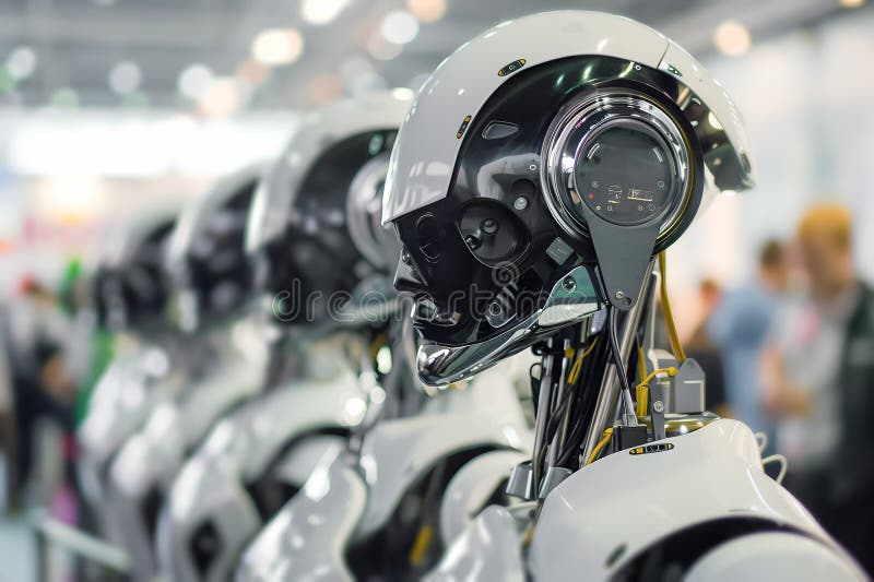 Humanoid Robots Standing in a Row Stock Image - Image of cybernetics ...