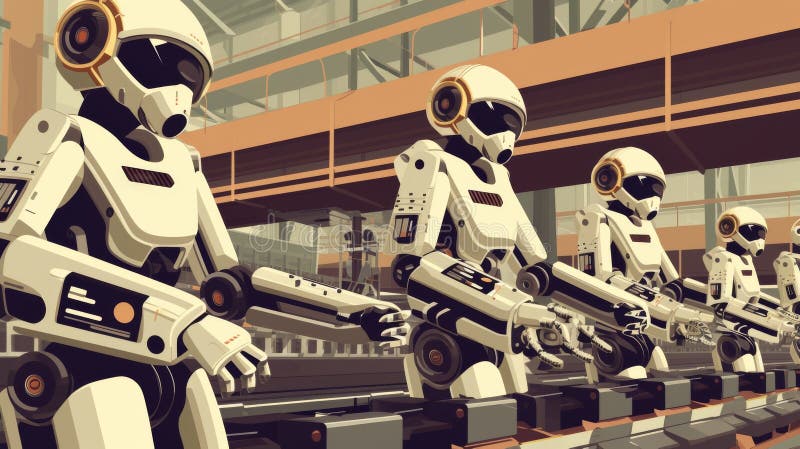 Humanoid Robots on Production Line Stock Image - Image of engineering ...